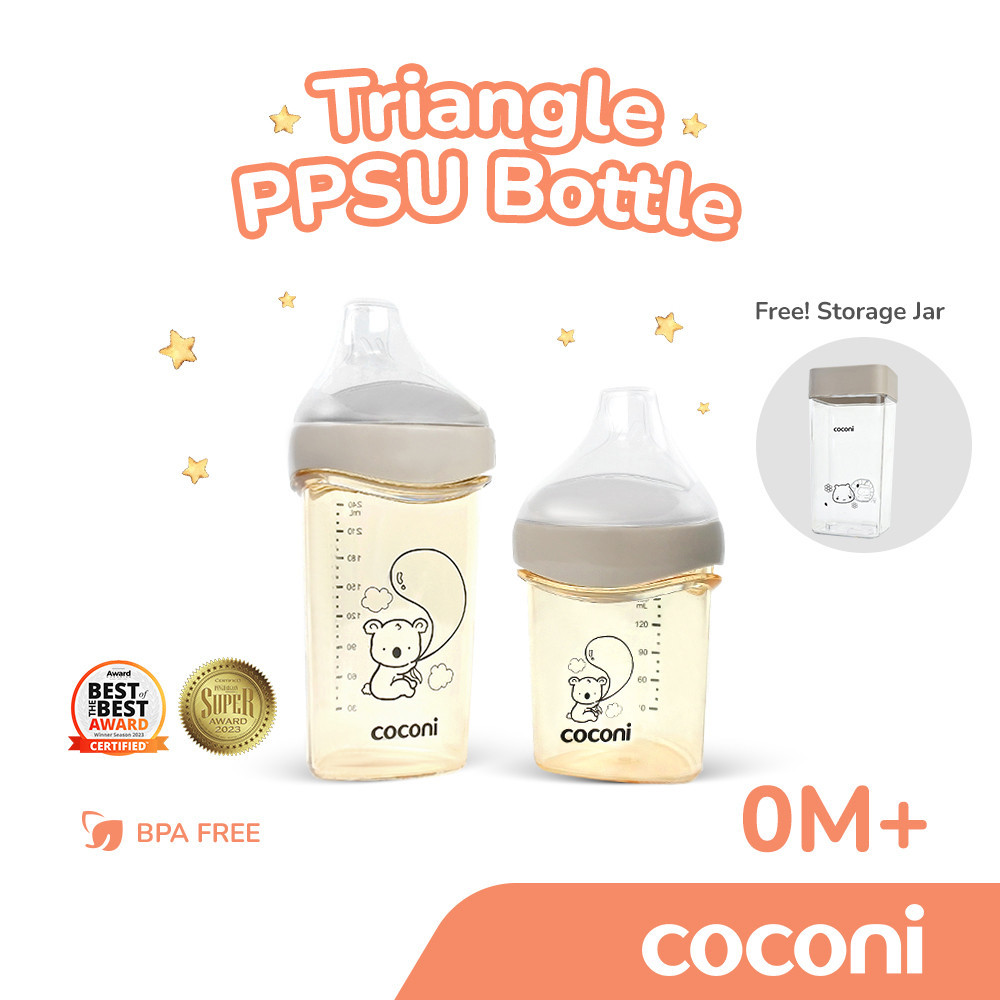 Jual COCONI Triangle Feeding Baby Bottle 150/240ml PPSU | Botol Susu Bayi Dot PPSU | COCONI ...