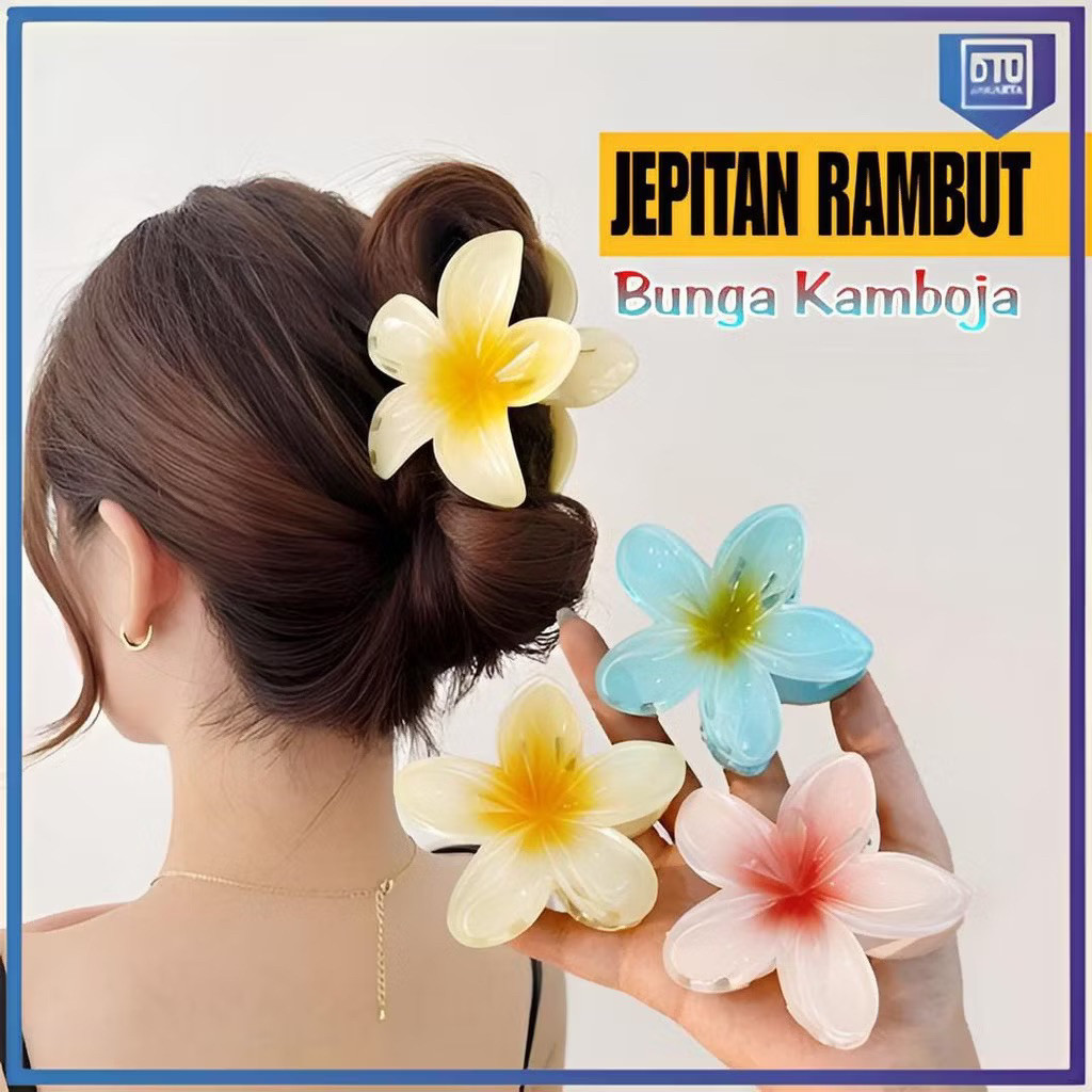 Jual Jepit Rambut Viral Jedai Bunga Kamboja Trend Korea Ukuran 8 cm | Shopee Indonesia