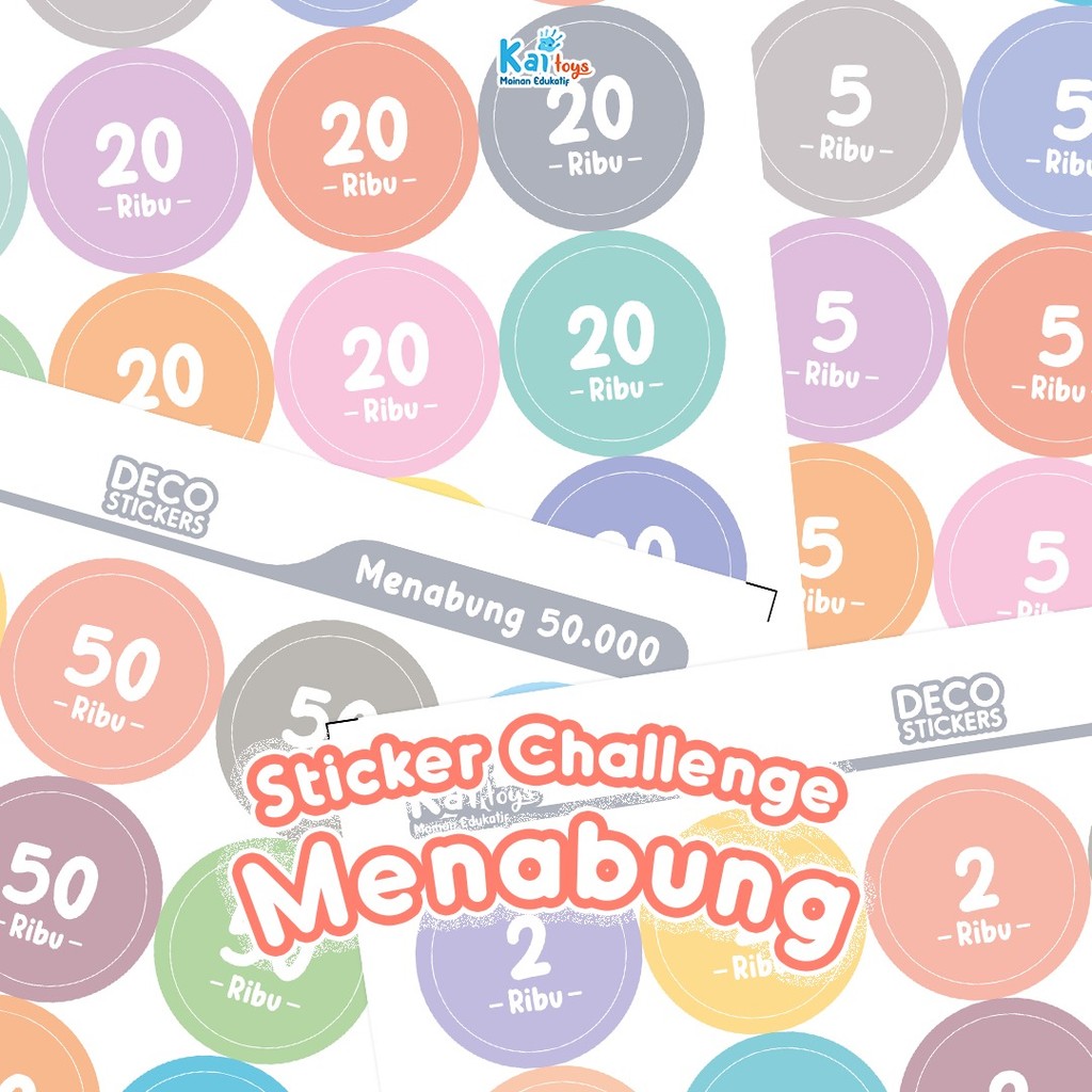 Jual Sticker Menabung / Stiker 10 ribu / Saving Challenge 2k / Sticker ...