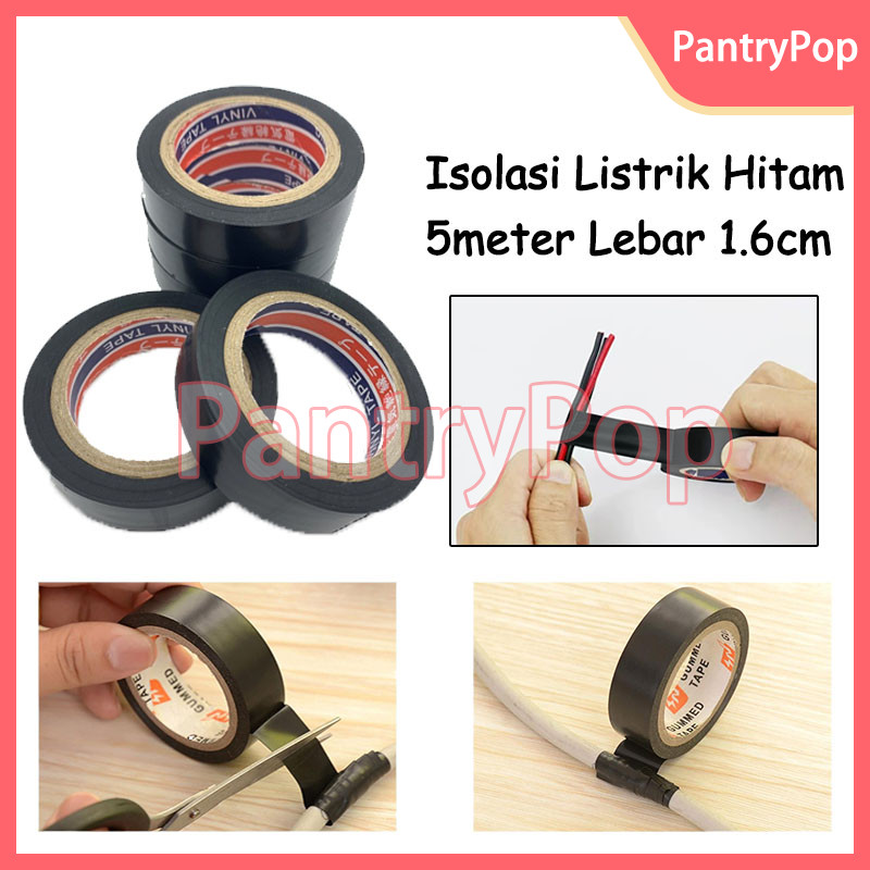 Jual Isolasi Listrik Hitam 5meter Lebar 1.6cm / Isolasi Instalasi ...