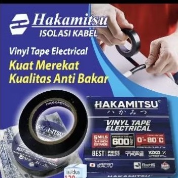Jual ISOLASI HITAM VINYL TAPE ELECTRICAL HAKAMITSU KUAT PEREKAT ANTI ...