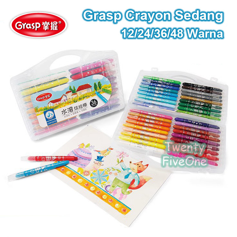 Jual Grasp Sedang Crayon Original 12/24/36/48 Warna Water Soluable ...