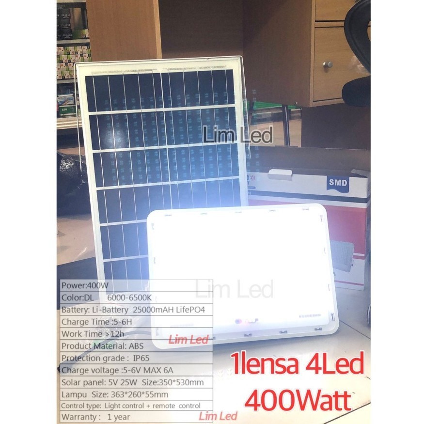 Jual LAMPU SOROT LED TENAGA SURYA 400WATT FLOOD LIGHT SOOAR 400W 400 ...