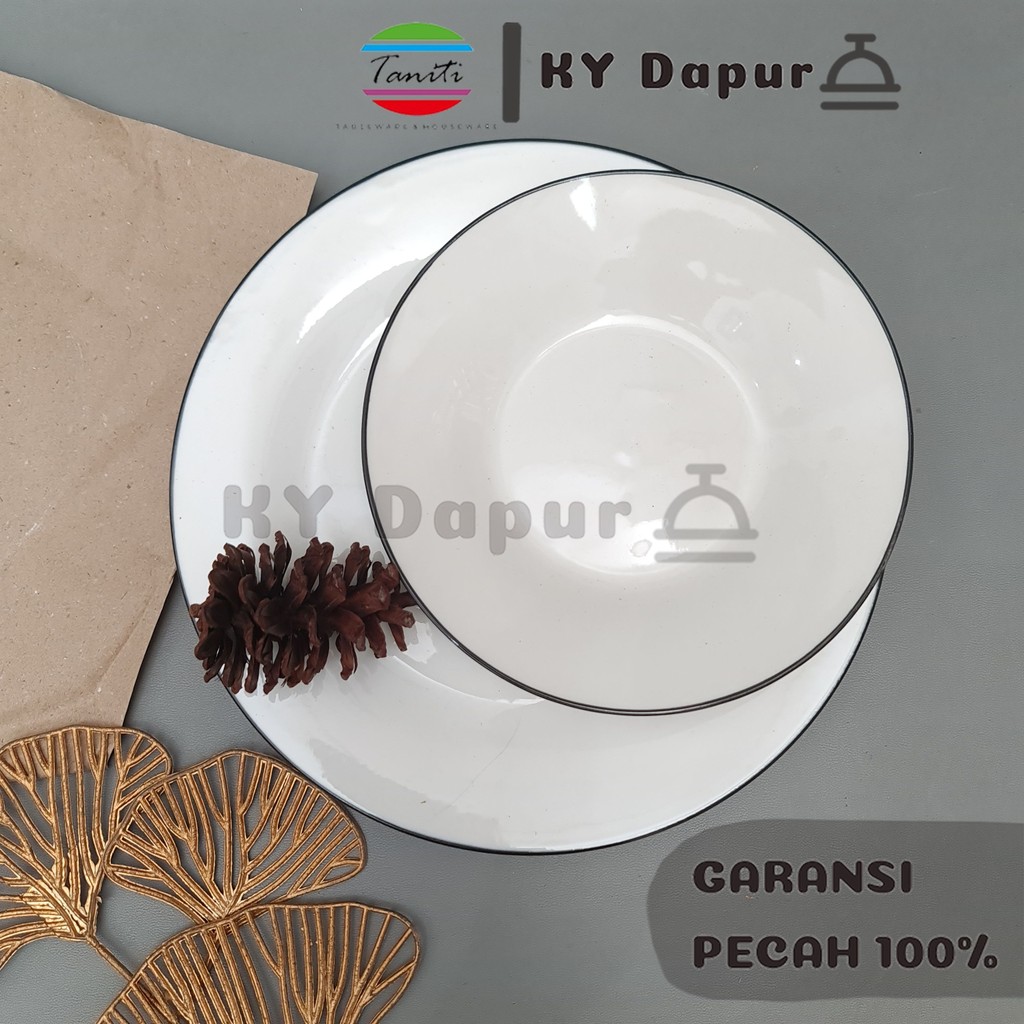 Jual TANITI Piring Keramik Makan Soup Piring Ceper Putih Polos Keramik ...
