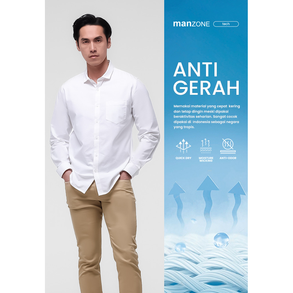 Jual MANZONE - Kemeja Lengan Panjang Pria Jellow Slim Fit - White ...