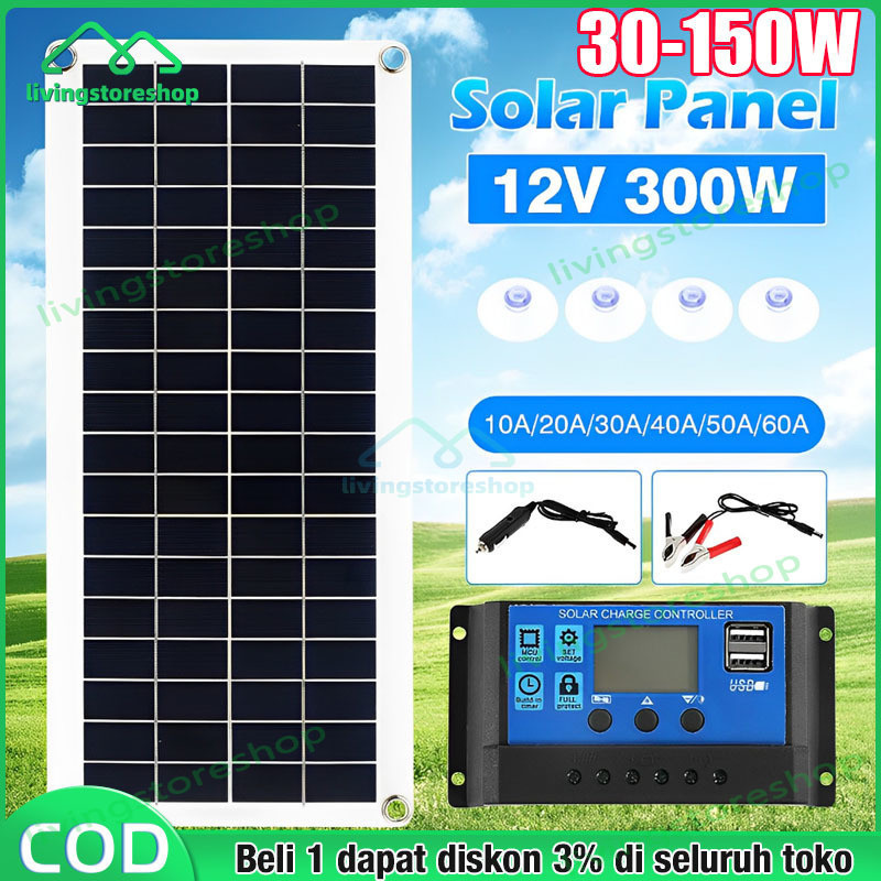 Jual Solar Panel 100W Panel Surya Solar Charge Controller LED Display ...