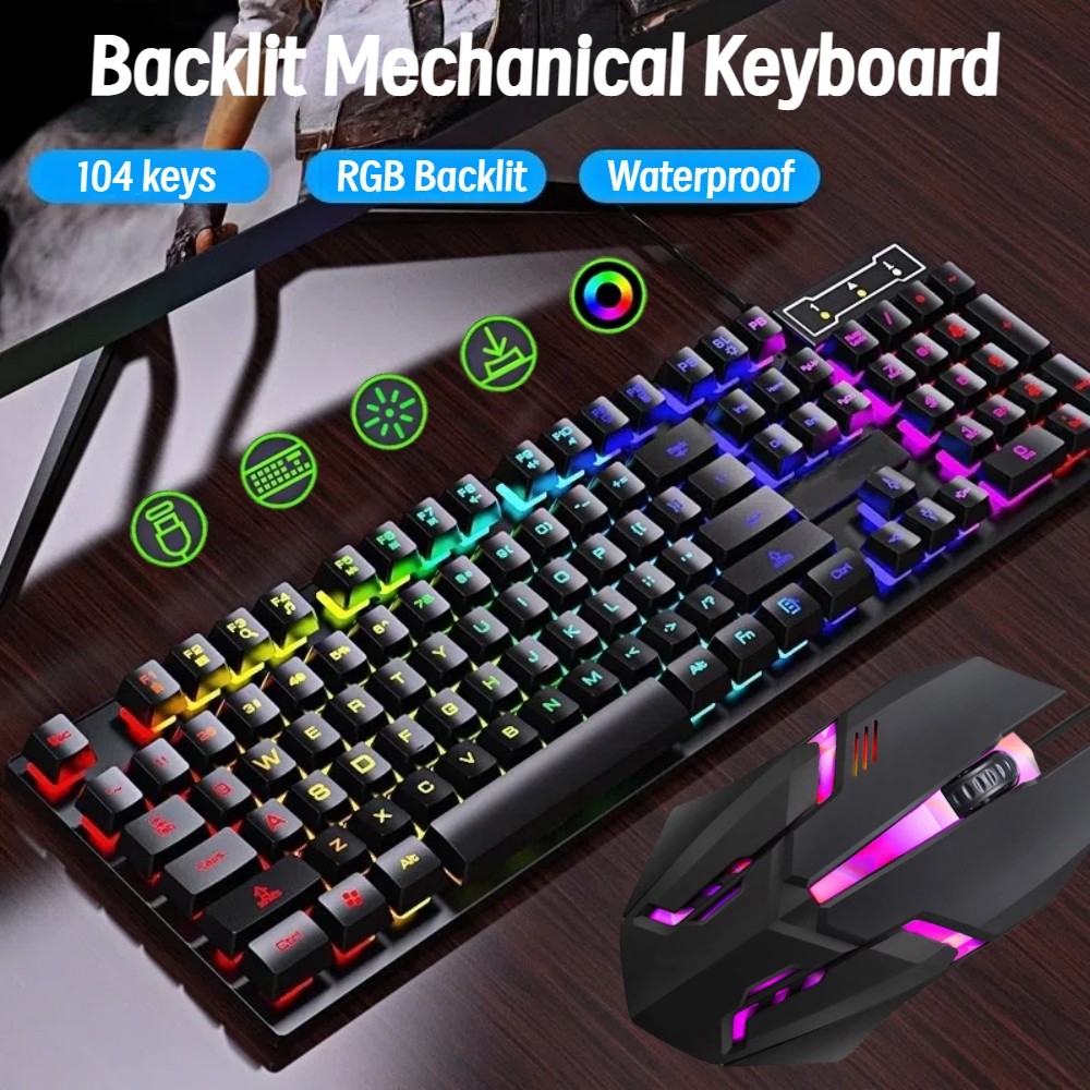 Jual 104 key Backlit Mechanical Computer Keyboard Waterproof Gaming ...