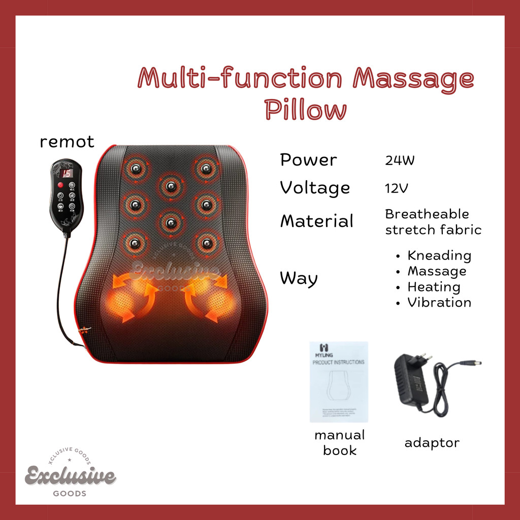 Jual [XGoods] Bantal Pijat Premium Multifungsi Pakai Remote 20 Kepala ...