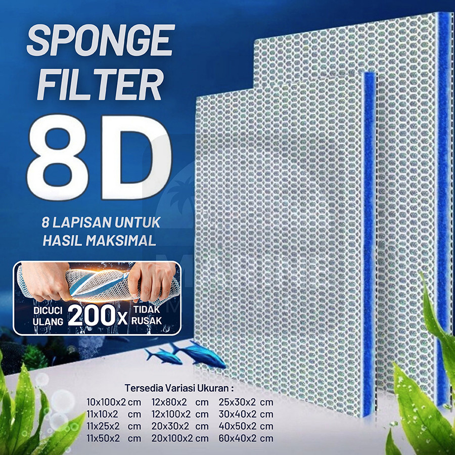 Jual Filtrasi Media Busa Filter Premium 8D Aquarium Filter Nano Kapas ...