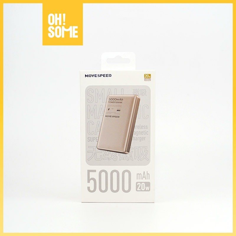 Jual OHSOME - MOVE SPEED Wireless Magnetic Power Bank 5000 mAh Gold ...