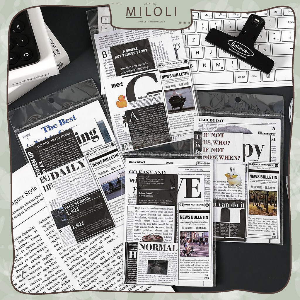 Jual [MILOLI] 20Pcs DAILY NEWSPAPER VINTAGE BLACK WHITE Poster ...