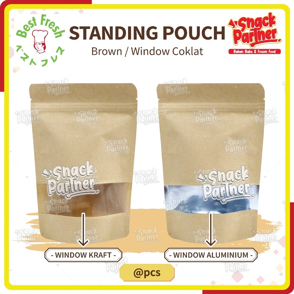 Jual (25 PCS) STANDING POUCH | KRAFT / ALUMINIUM WINDOW - Varian Ukuran ...