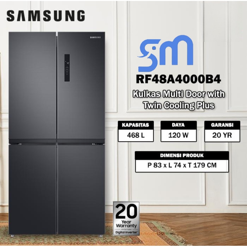Jual Kulkas Samsung RF48A4000B4 Multi Door 4 pintu 468 L Inverter Twin ...