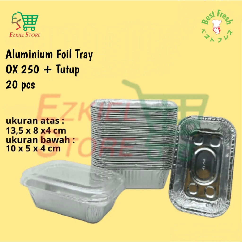 Jual Best Fresh Aluminium Foil Tray OX250 + Tutup @20 pcs | Aluminium Cup OX 250 | Shopee Indonesia