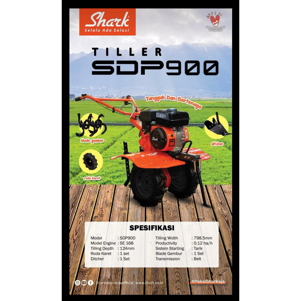 Jual MURAHH. MINI TILLER SHARK SDP 900 MESIN BAJAK SAWAH TRAKTOR MINI ...