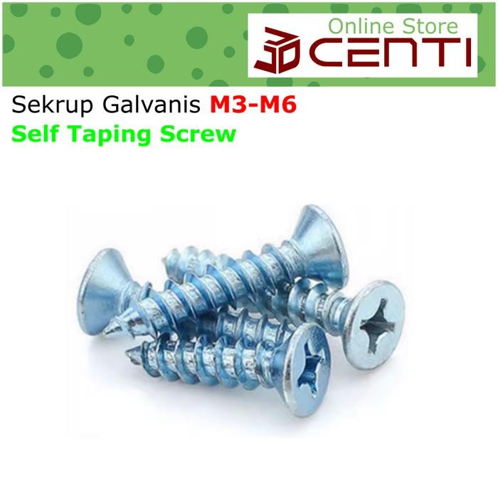 Jual Self Tapping Screw Sekrup Skrup Countersunk FH M3 M4 M5 M6 Flat head Counter Sunk 8mm 16mm ...