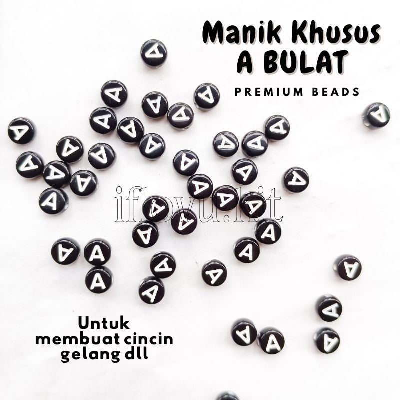 Jual Manik Huruf A Bulat Hitam | Mote Manik Inisial Pilih Huruf A abjad ...