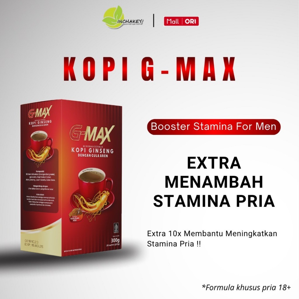 Jual KOPI G-MAX Minuman Kopi Gingseng 1 Box isi 10 sachet Original BPOM | Shopee Indonesia