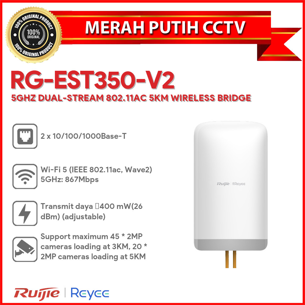 Jual RUIJIE REYEE RG-EST350-V2 5GHZ DUAL-STREAM 802.11AC 5KM WIRELESS ...