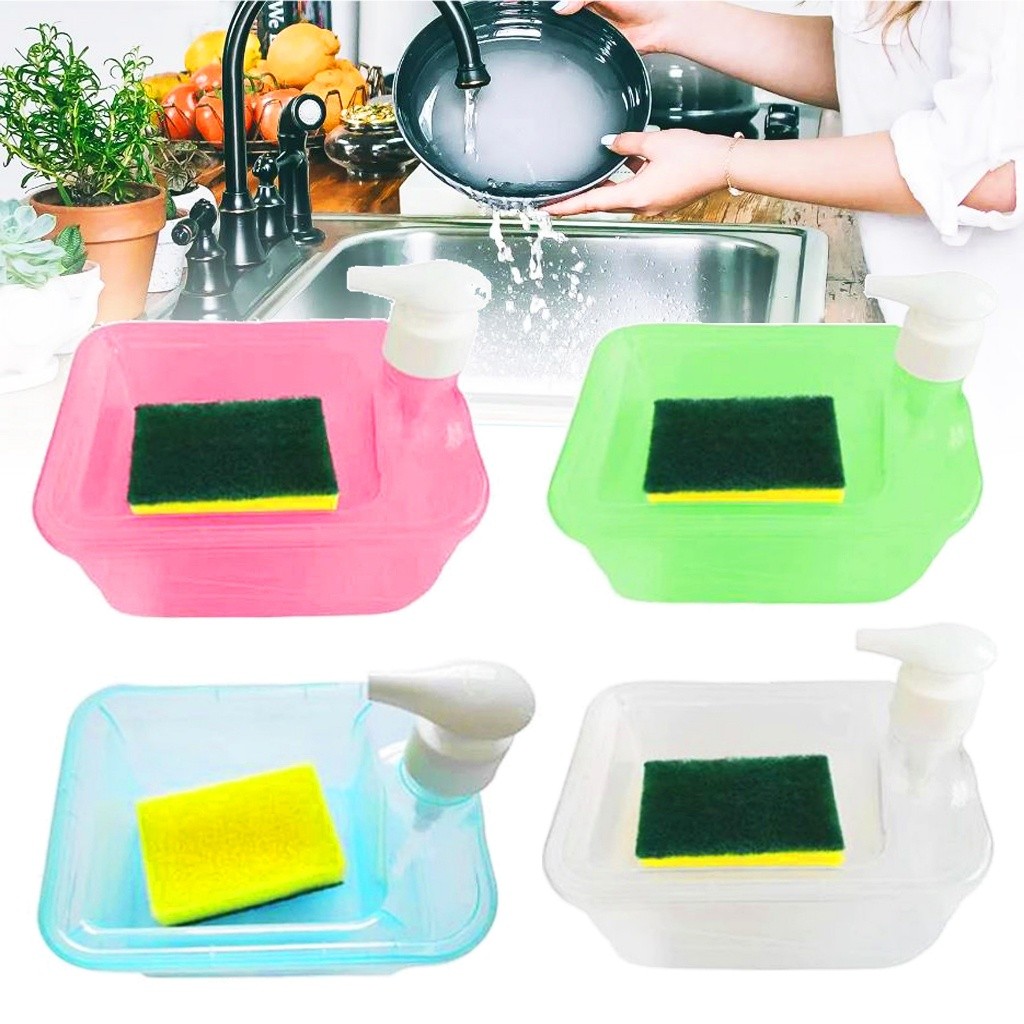 Jual Tempat Dispenser Wadah Sabun Cair Cuci Piring Bulat Kotak Sponge ...