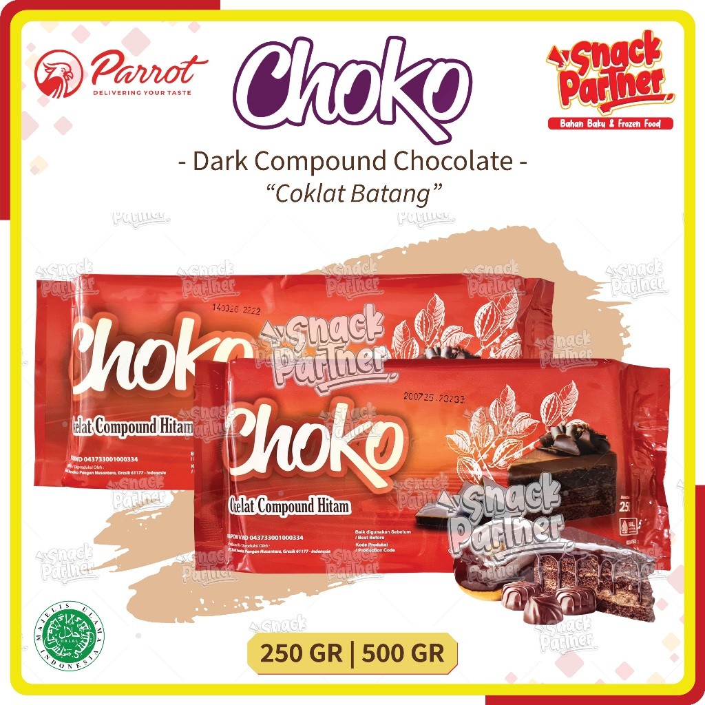Jual CHOKO Dark Chocolate Compound 250 / 500 GR by Parrot - Coklat ...
