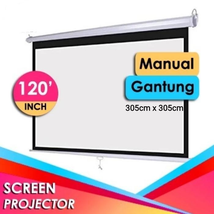 Jual Screen Projector 120" Wall Screen / Layar Proyektor 120" manual ...
