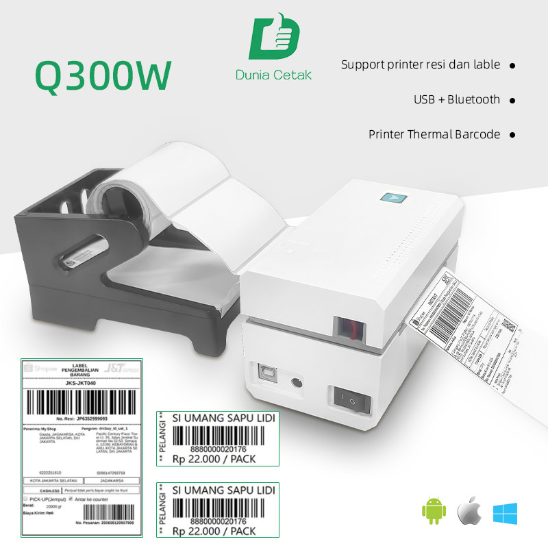 Jual Printer Barcode Label Thermal A3" Bluetooth Usb/Printer Resi ...