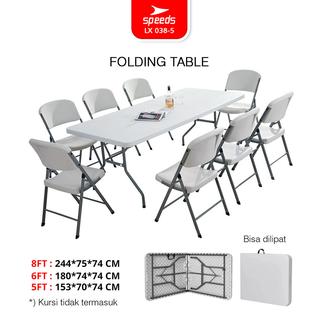 Jual SPEEDS Meja Lipat Folding Table 244x75x74cm HDPE Indoor Outdoor ...