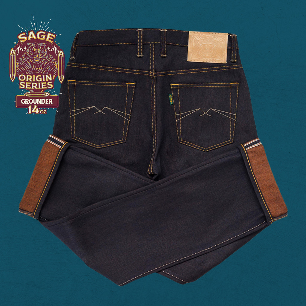 Jual Sage Denim Origin Series : Grounder 14oz Sanforized Deep Indigo x ...