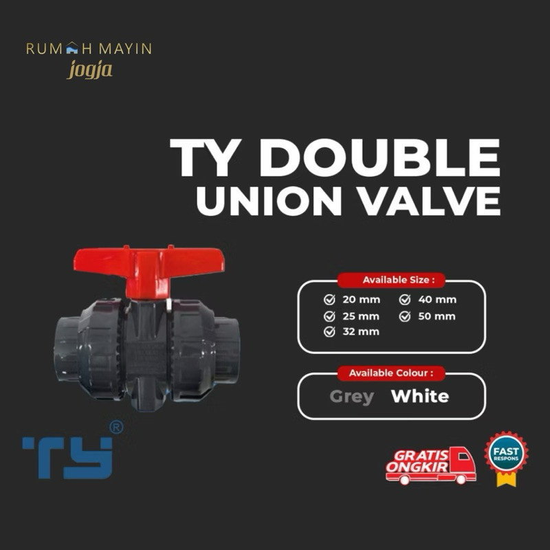 Jual TY Aquarium Double Union Valve Pipa Pipe U–PVC / Stop Kran by 3 Pawns | Shopee Indonesia