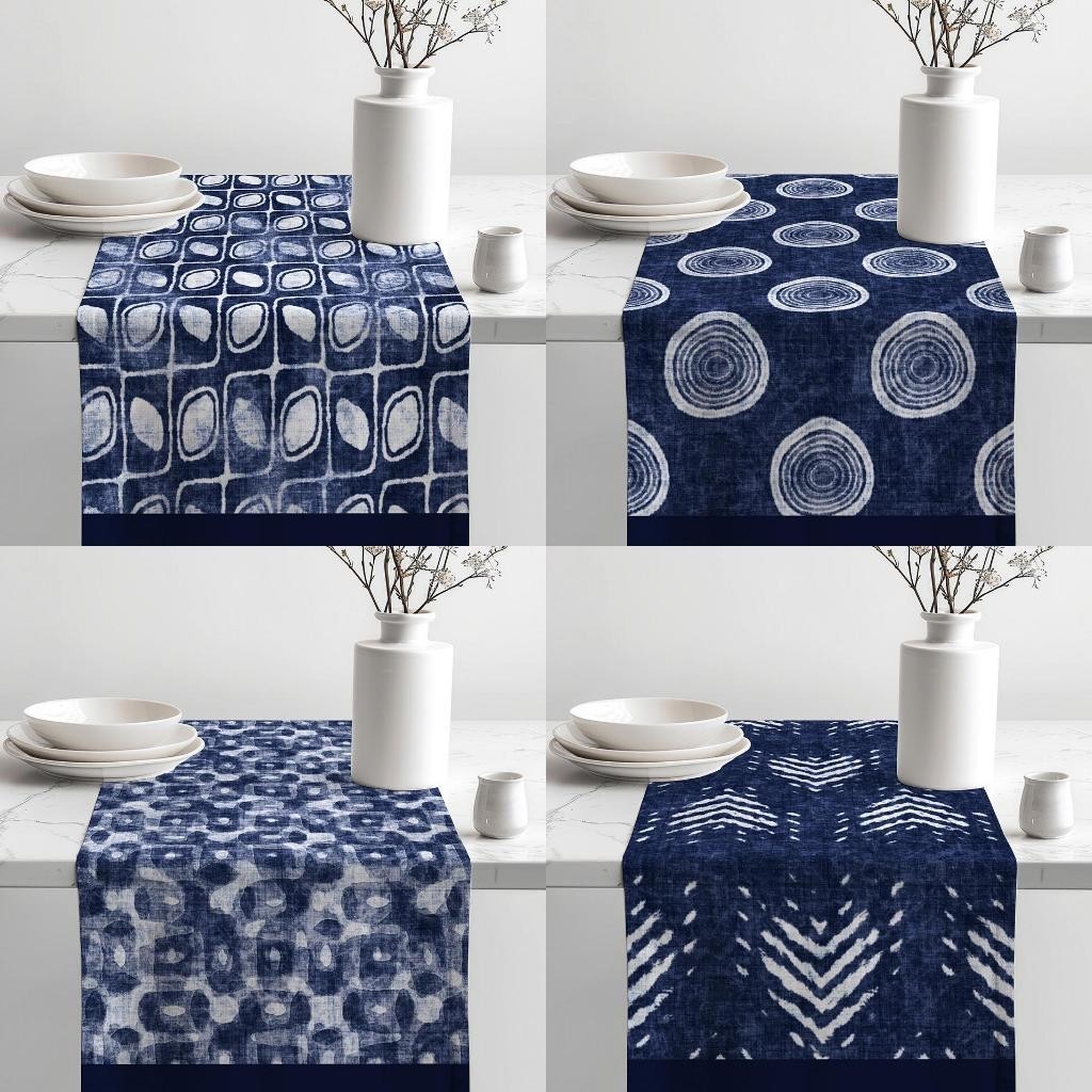 Jual Table Runner Taplak Meja Print 180x33 cm Motif Dark Blue Indigo ...