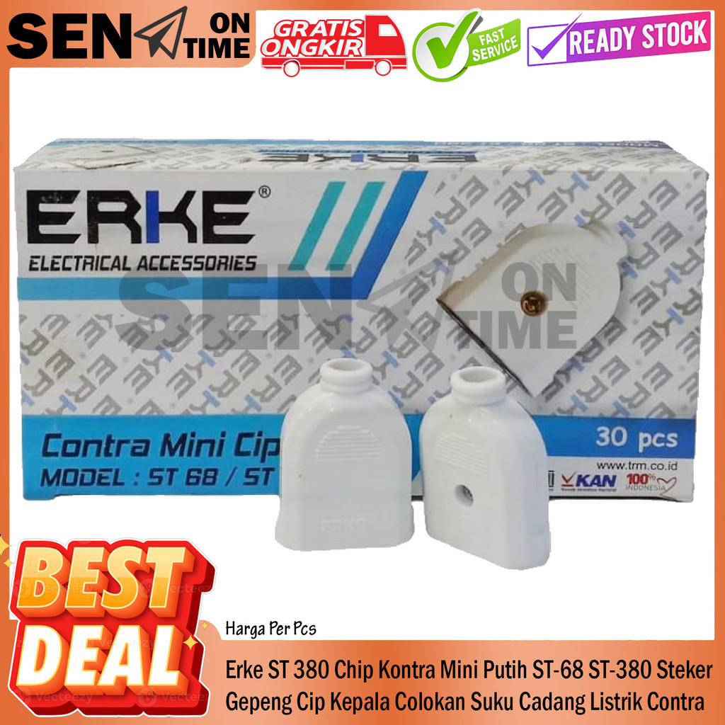 Jual Erke ST 380 Kontra Mini Chip ST-68 ST-380 Steker Gepeng Cip SNI Putih Kepala Colokan Suku ...