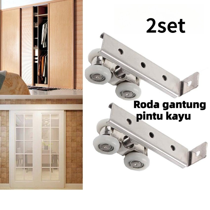 Jual 2Pcs Roda Pintu Sliding - 8 Wheels Roller untuk Pintu Geser Kayu ...