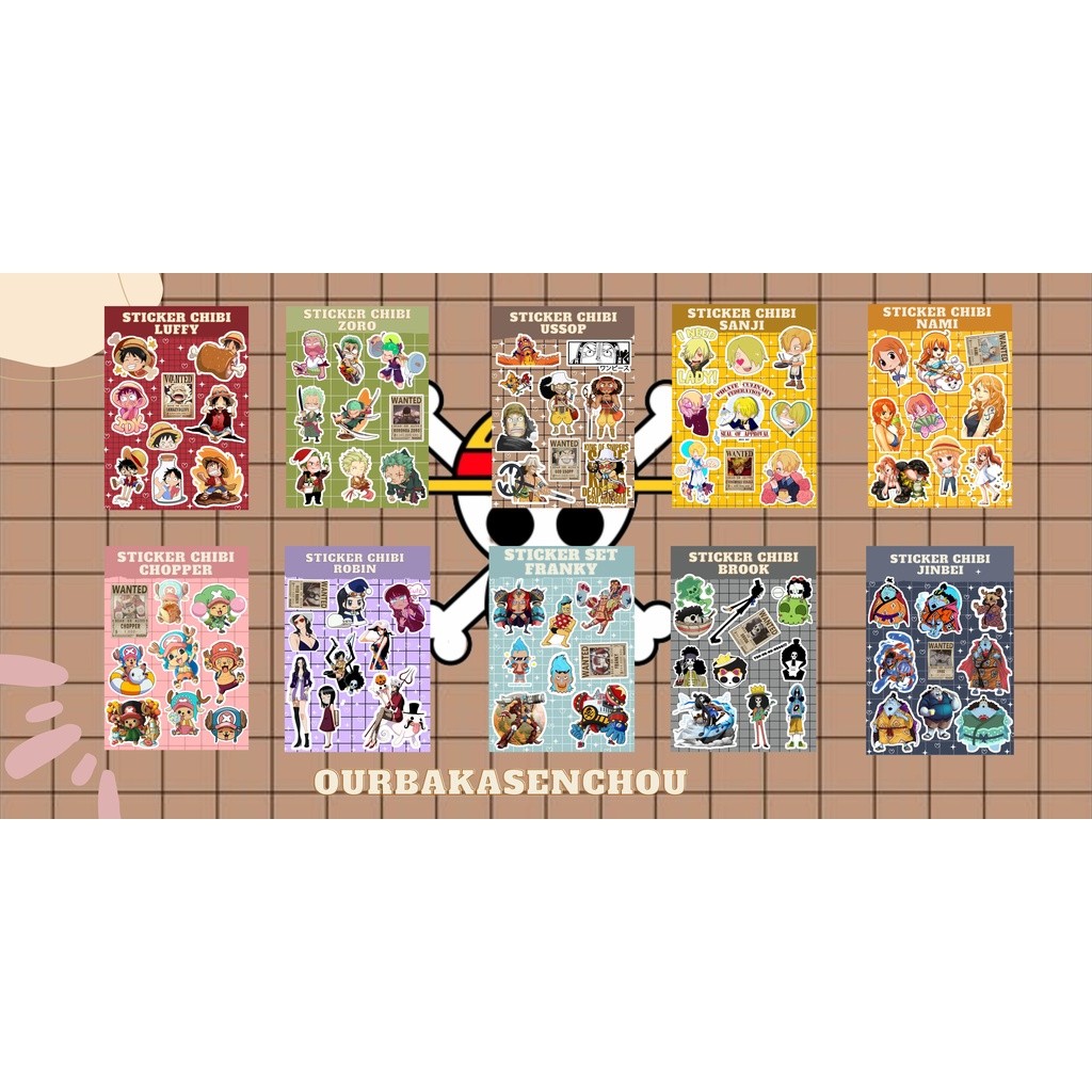 Jual STICKER CHIBI A6 ONE PIECE STAW HAT PIRATES VER LUFFY ZORO SANJI ...