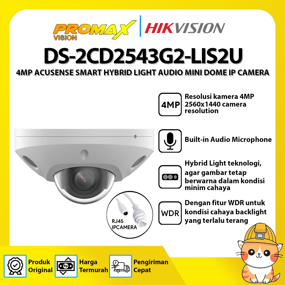 Jual HIKVISION DS-2CD2543G2-LIS2U 4MP ACUSENSE SMART HYBRID LIGHT AUDIO MINI DOME IP CAMERA ...