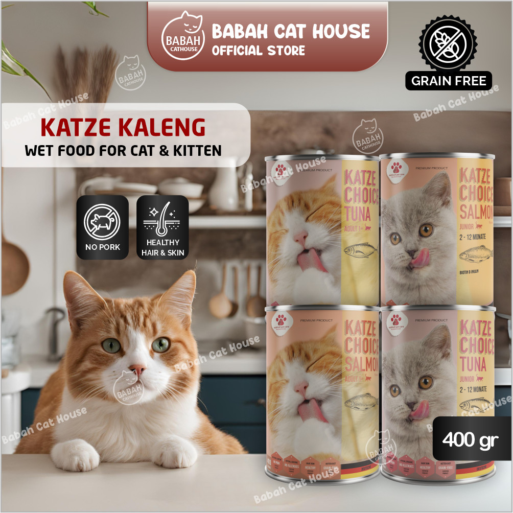 Jual 400gr KATZE CHOICE KALENG wet cat food makanan kucing basah grain ...