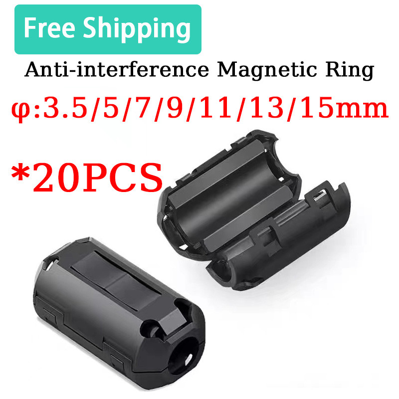 Jual 20Pcs EMI Noise Filter Ferrite Black Anti-jamming EMC 3.5MM 5/7/9 ...