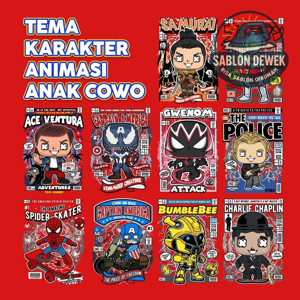 Jual SABLON Setrika SatuAN Tema Karakter Animasi Anak Cowo VOL.1 ...