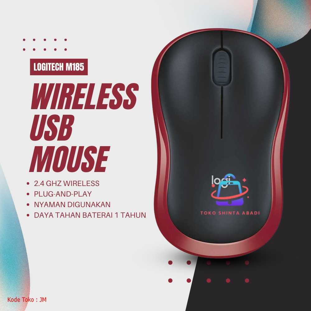 Jual Logitech Mouse Wireless Optical 2.4GHz Ergonomic 1000DPI - M185 ...