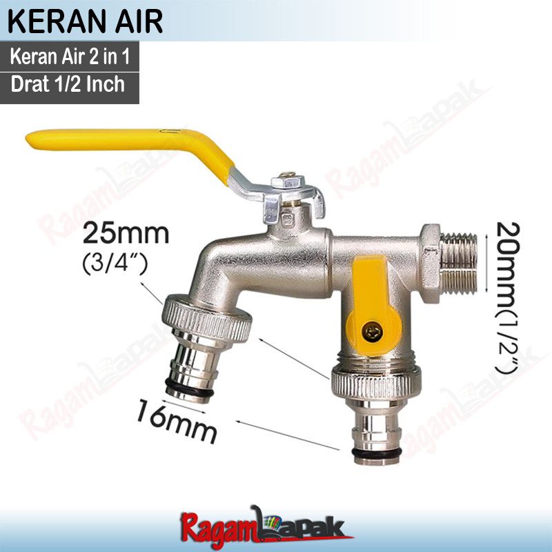 Jual Kran Air 2 in 1 / Keran Air 1/2" / Keran air 1/2 Inch Zinc Alloy ...