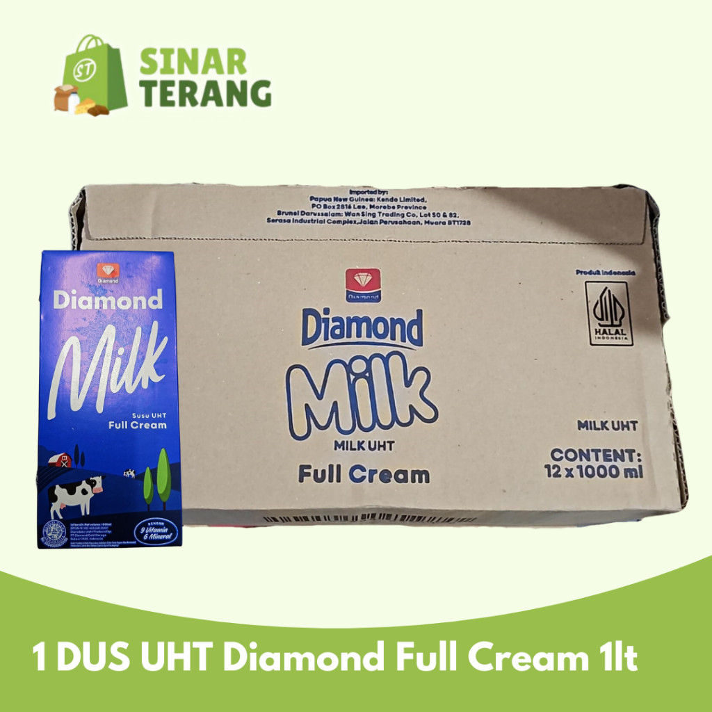Jual Susu UHT DIAMOND Full Cream Plain 1 Ltr Grosir Harga Karton Gojek Only | Shopee Indonesia