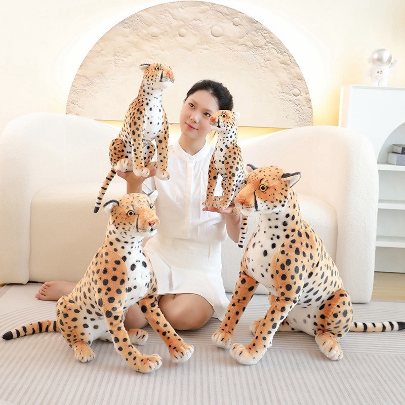 Jual 34cm-66cm Big Leopard Plush Toys Giant Yellow Cheetah Soft Stuffed ...