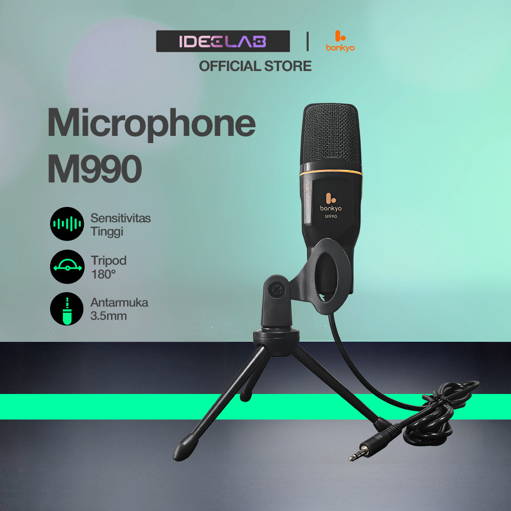 Jual IDEELAB&Bonkyo Mikrofon Kondenser M990/M100 5V Stand Mic kondenser ...
