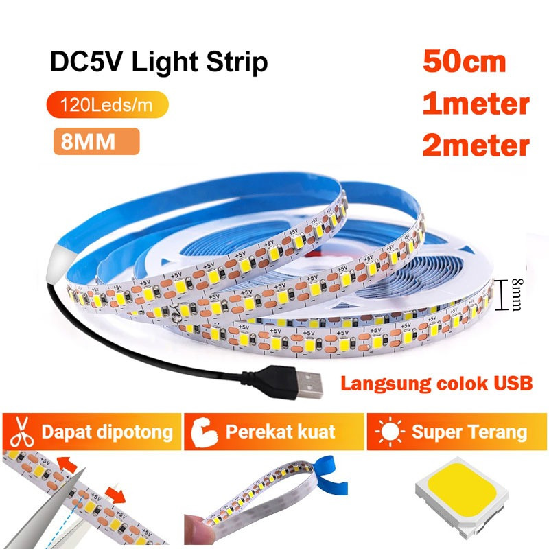 Jual Lampu LED Strip USB 5V Super Terang 120 LED/m DIY Dekorasi Estetik ...