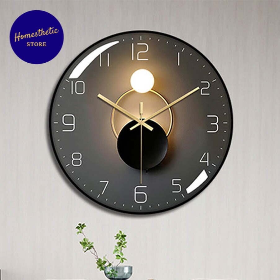 Jual Jam Dinding Aesthetic Bulat Quartz 3D Abstract Art Style Silent ...