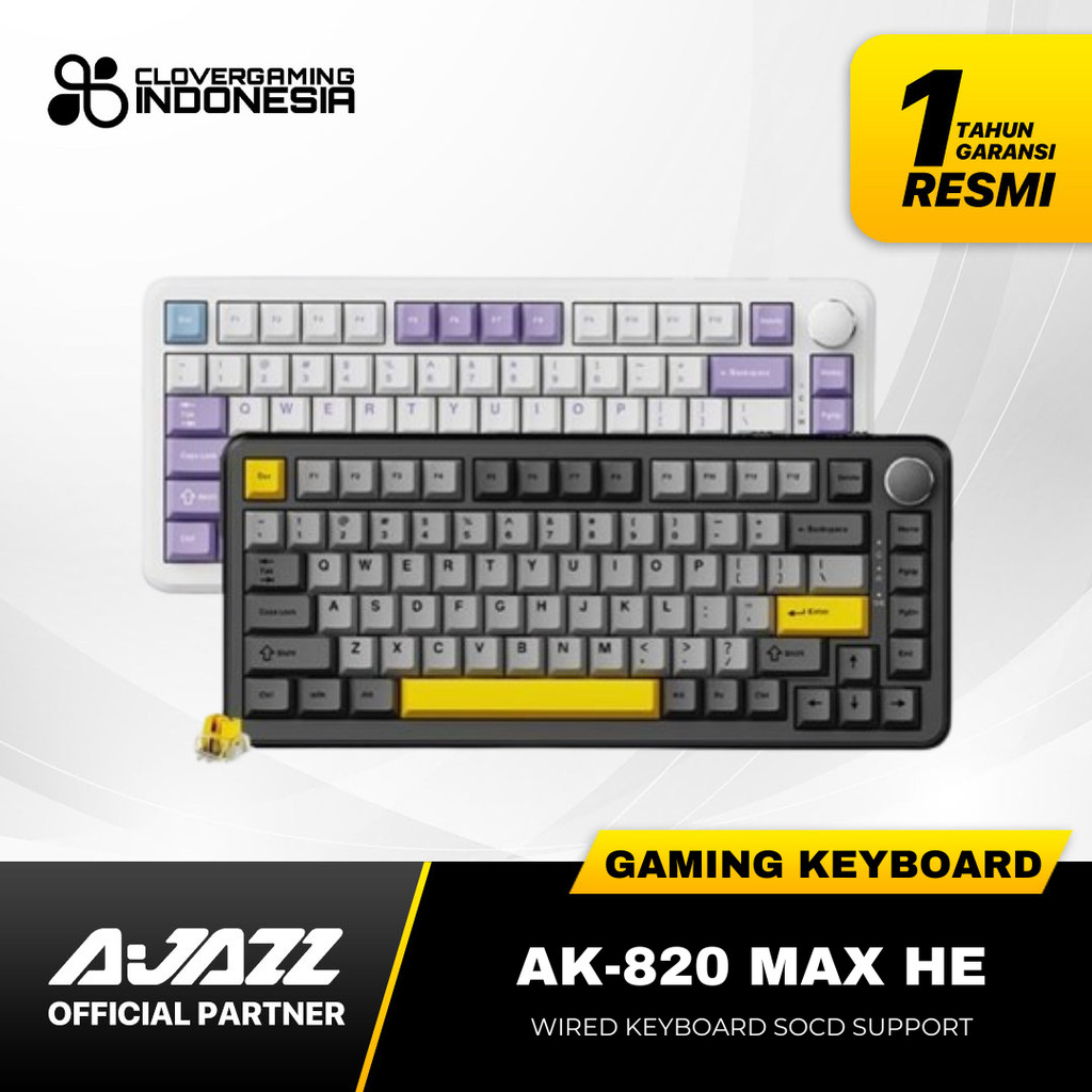 Jual Ajazz AK820 AK-820 MAX HE Wired Magnetic Switch Gaming Keyboard RGB Gasket Mount Rapid ...