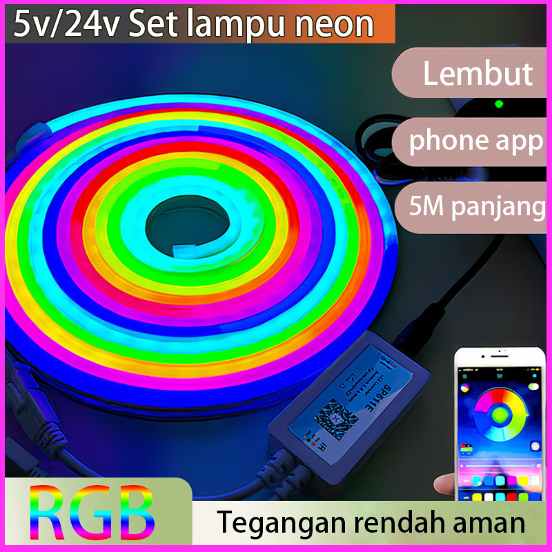 Jual 5V/24V Lengkap Tinggal Colok Langsung Nyala Paket Lampu LED Neon ...