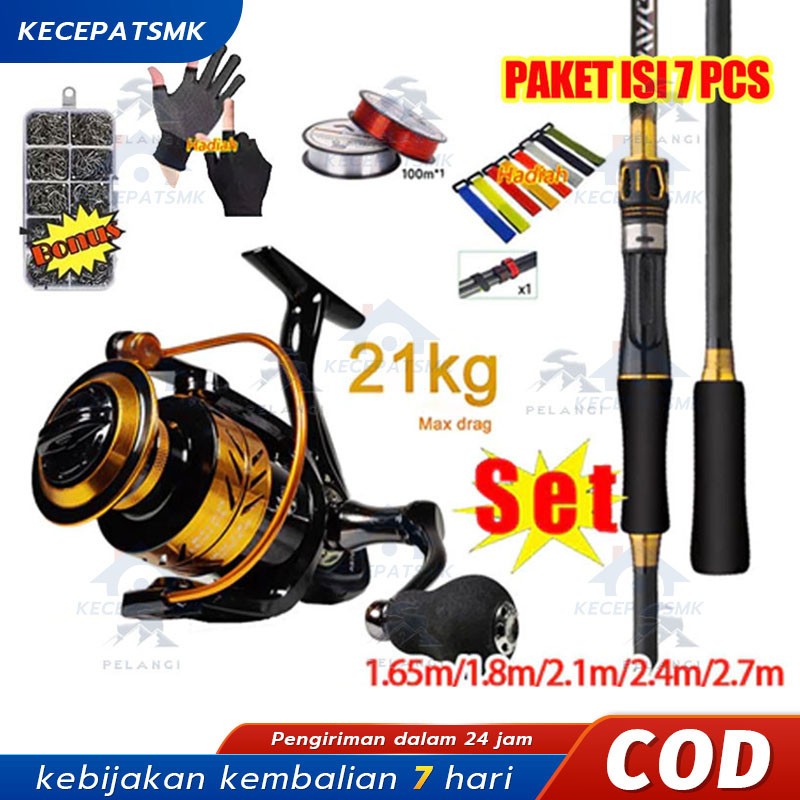 Jual Daiwa【#Beli 1 Dapat 7#】Max drag 21kg Joran pancing Set reel ...