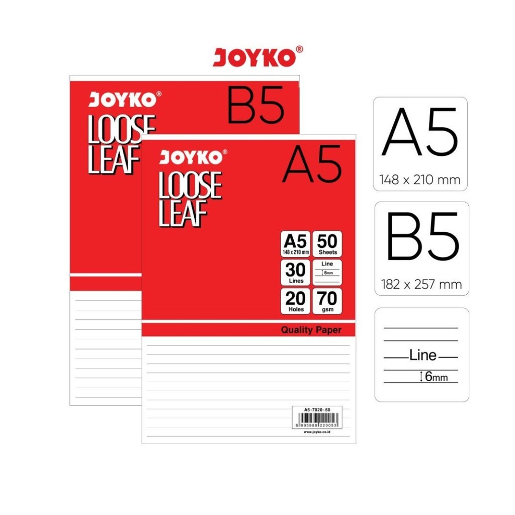 Jual Loose Leaf Kertas File Joyko B5-GARIS-50 Lembar Refill Kertas ...