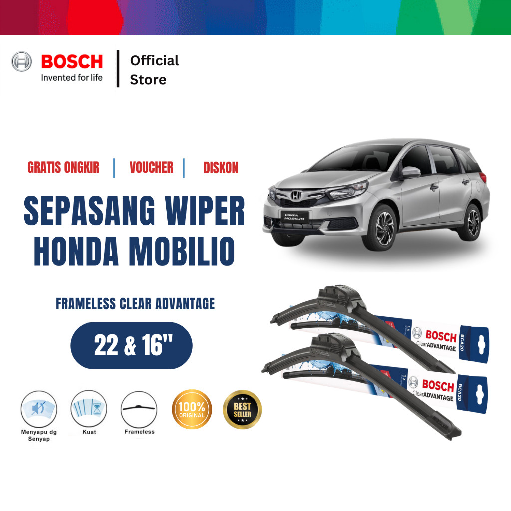 Jual Bosch Sepasang Wiper Mobil Honda Mobilio Frameless Clear Advantage 22 dan 16 Inci | Shopee ...